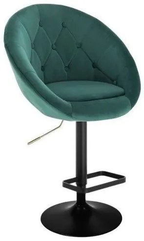 LuxuryForm DESIGN Barová židle VERA VELUR na černé kulaté podstavě - zelená