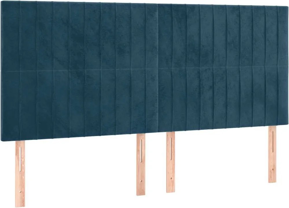 Čelo postele s LED tmavě modré 200x5x118/128 cm samet 3122732