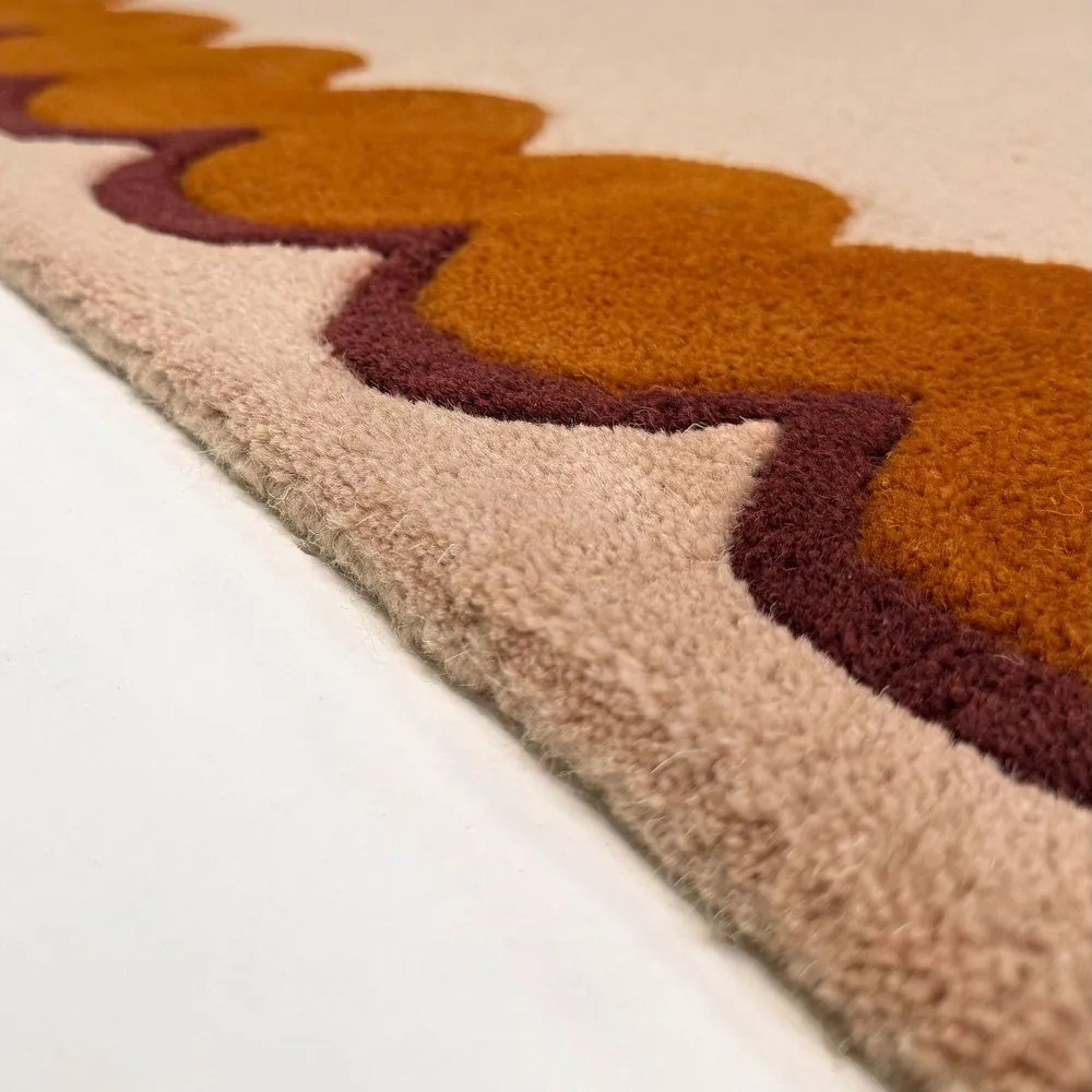 Oranžový/v přírodní barvě ručně tkaný vlněný koberec 140x200 cm Wiggle Wool – Flair Rugs