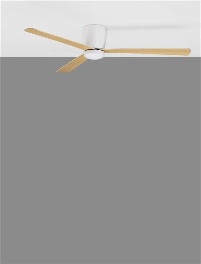 NV 9952335 Stropní ventilátor DELL tělo z hliníku dřevo a matná bílá 3ABS dřevěné listy - NOVA LUCE
