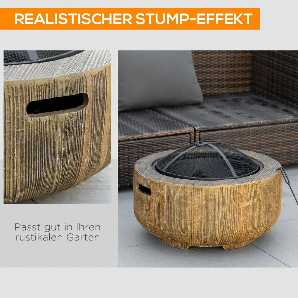 Přenosné ohniště s jiskrovou clonou průměr 45 cm, dekor dřeva 842-310V00BN
