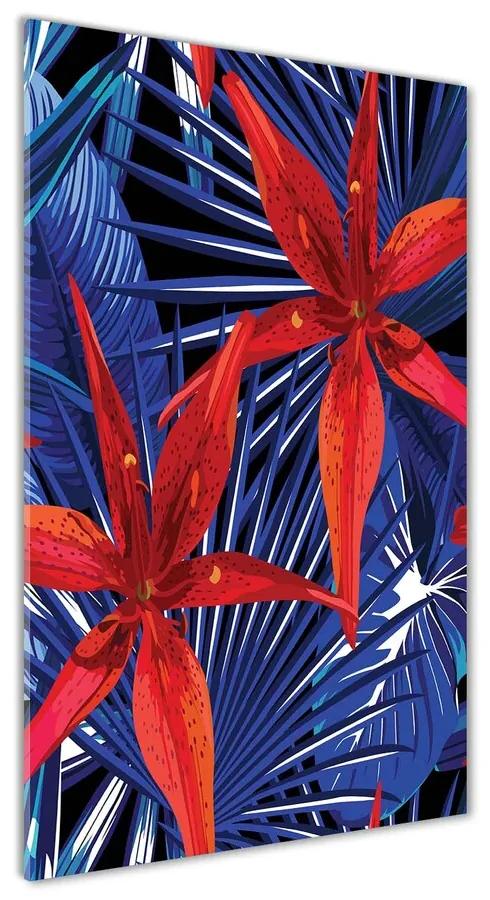 Wallmuralia Fotoobraz na skle Tropické květiny 60x120 cm