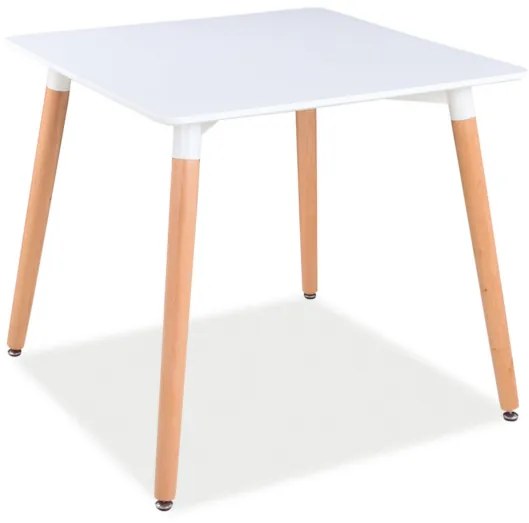 Jídelní stůl, bílá/buk, NOLAN II 80x80
