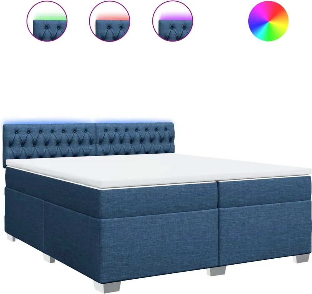 Box spring postel s matrací modrá 200x200 cm textil 3288308