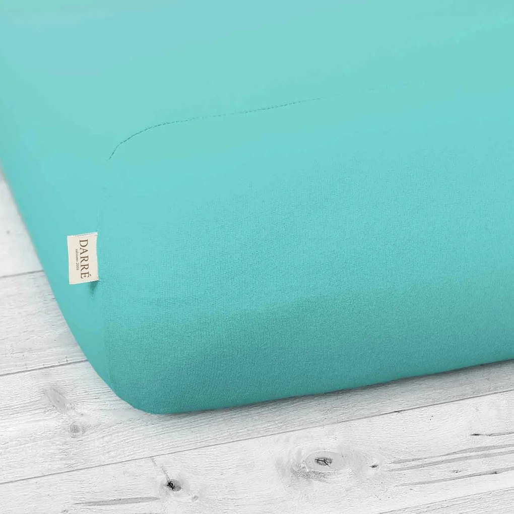 Jersey prostěradlo světle tyrkysové na výšku matrace do 30 cm Velikost: 180 x 200
