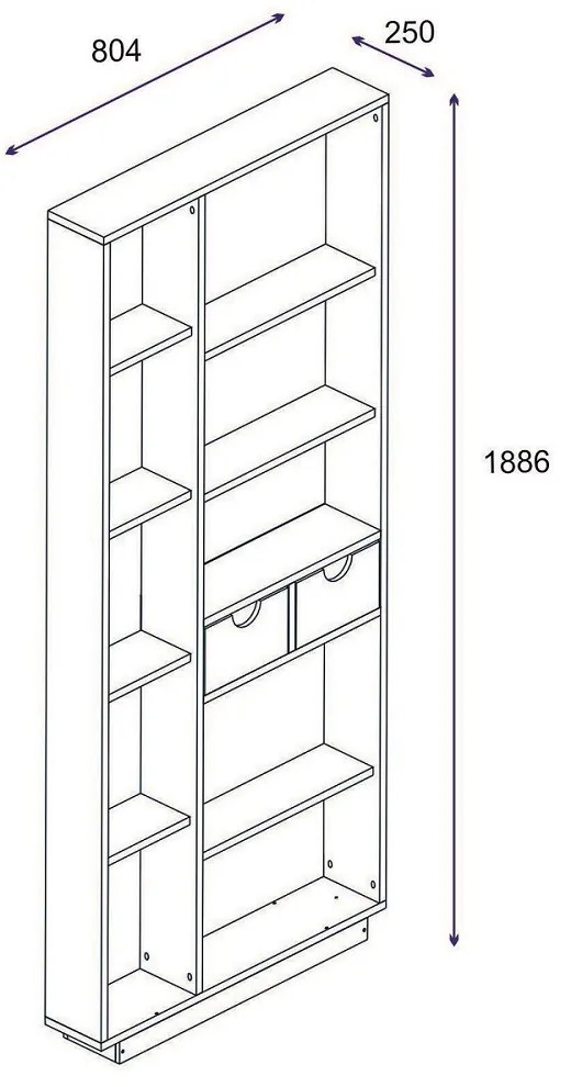 Designový regál Caitir 188,6 cm ořech bílý