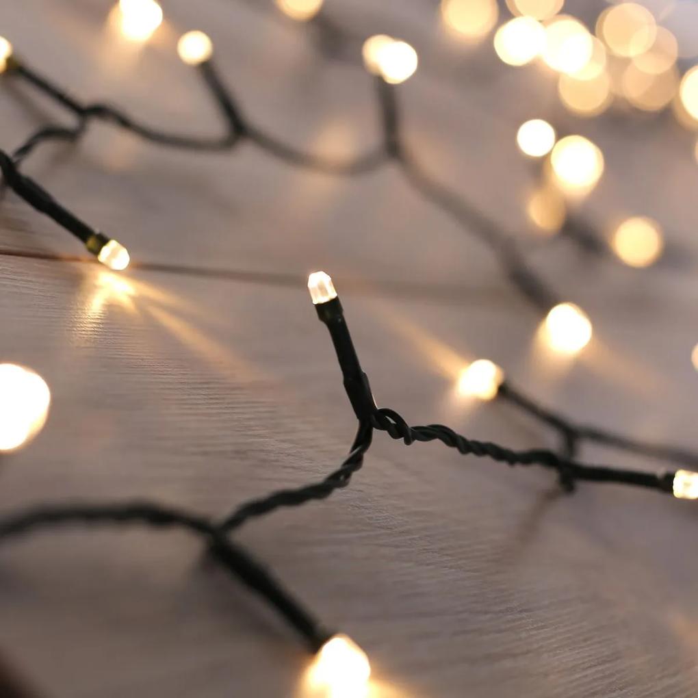 DecoKing - LED světelný řetěz na stromek - Krystaly - Bílé, teplé světlo, pulzující, 1043 cm