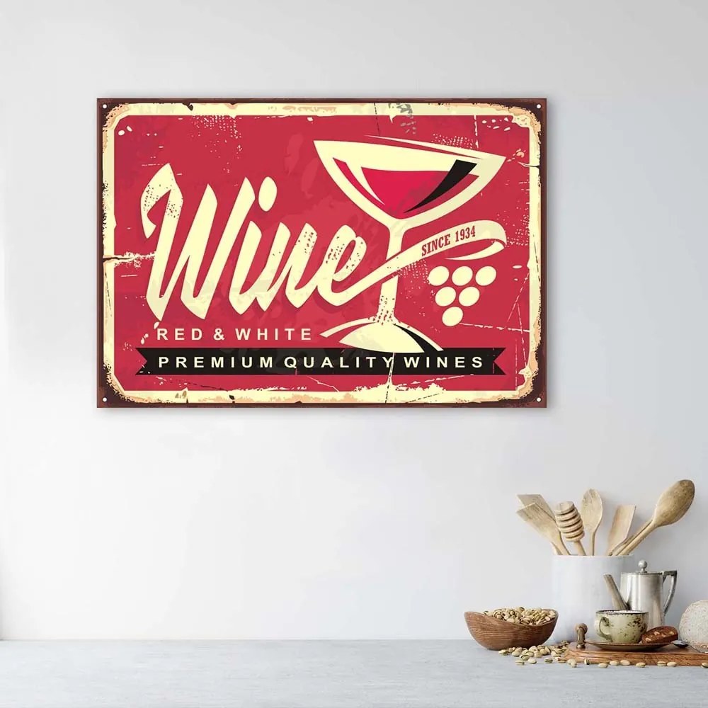 Gario Obraz na plátně Cedule retro červené víno Rozměry: 60 x 40 cm