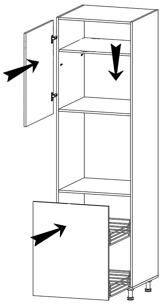 ASPEN gr | skříňka D60P pro vestavnou troubu | LEVÁ | šedá lesk