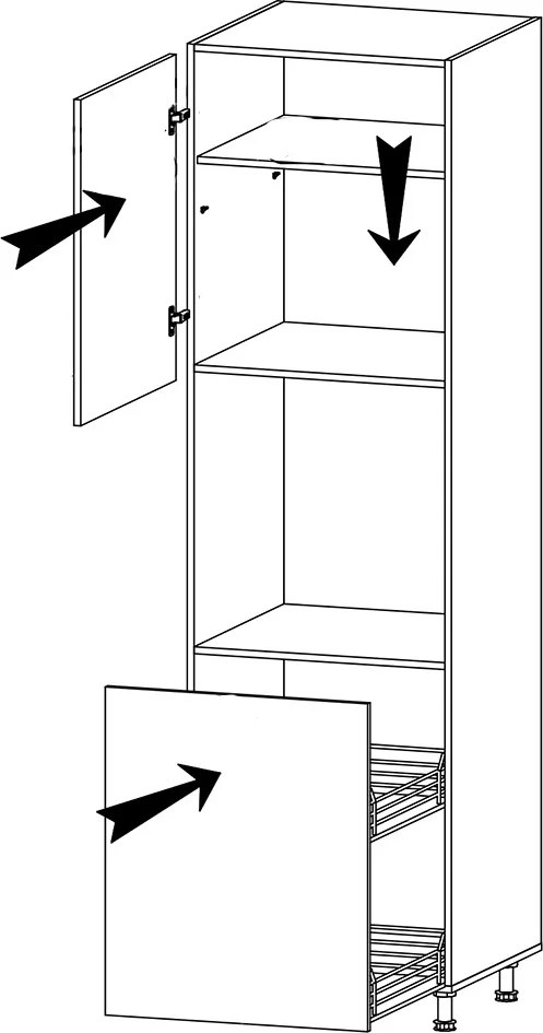 ASPEN gr | vysoká skříňka D60P pro vestavnou troubu | 60 cm | LEVÁ | šedá lesk