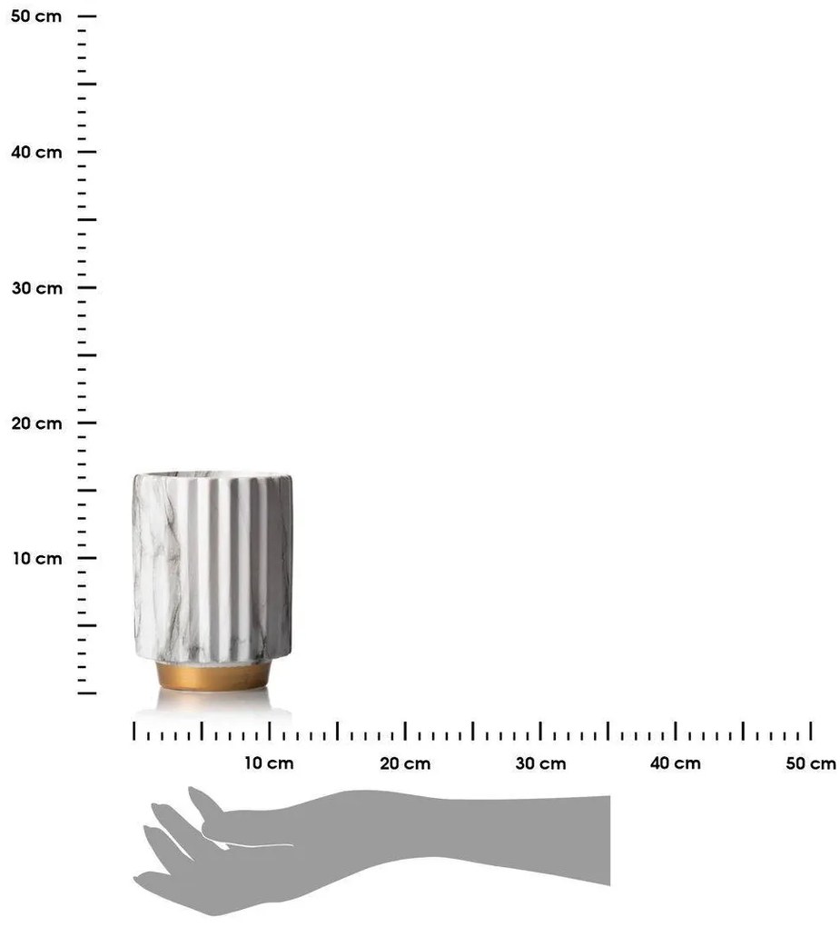 KERAMICKÝ KVĚTINÁČ BLUM MARBELING GOLD 16X12 CM BÍLÁ/ZLATÁ
