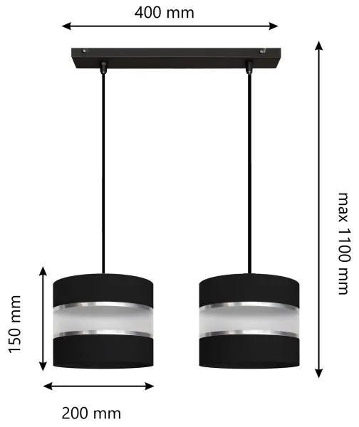 Lustr na lanku HELEN 2xE27/15W/230V černá