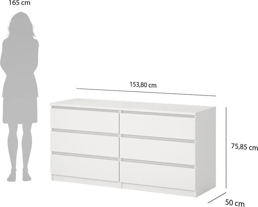Bílá komoda 154x76x50 cm Naia – Tvilum
