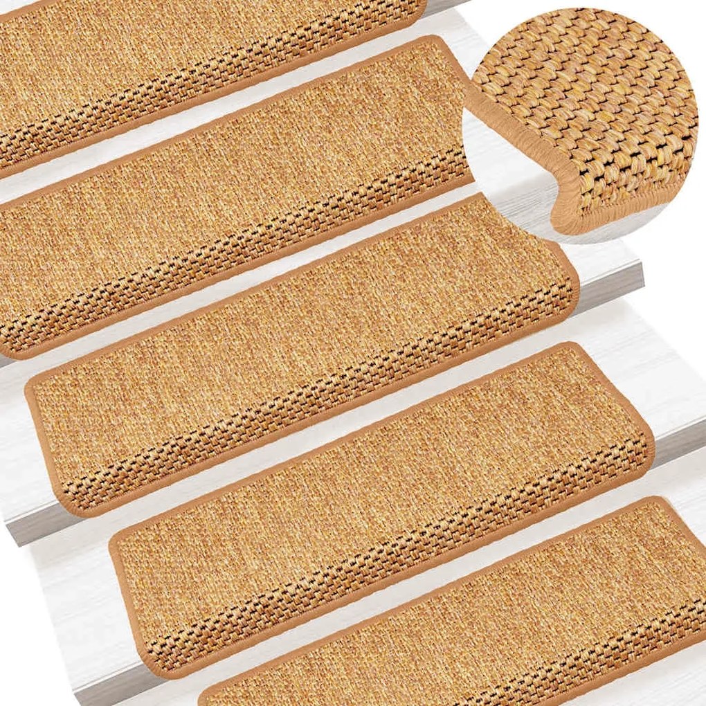 Samolepící nášlapy na schody vzhled sisal 15ks 65x21x4 cm 326889