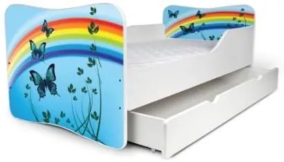 Dětská postel - Motýlci se šuplíkem - butterfly - 140 x 70 cm