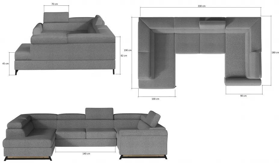 velká rozkládací sedačka ESCADA potahový materiál: basic, roh: levý