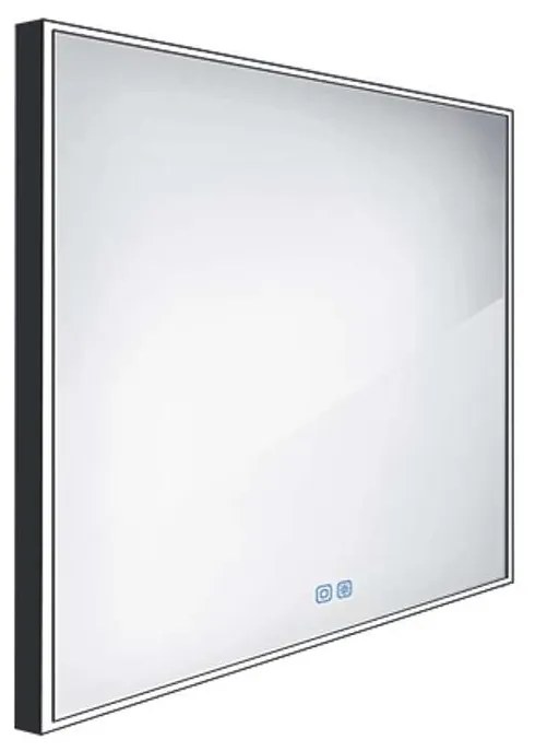 Nimco - Zrcadlo s LED osvětlením, 70x70 cm, dotykový senzor, černá ZPC 13077VX-90