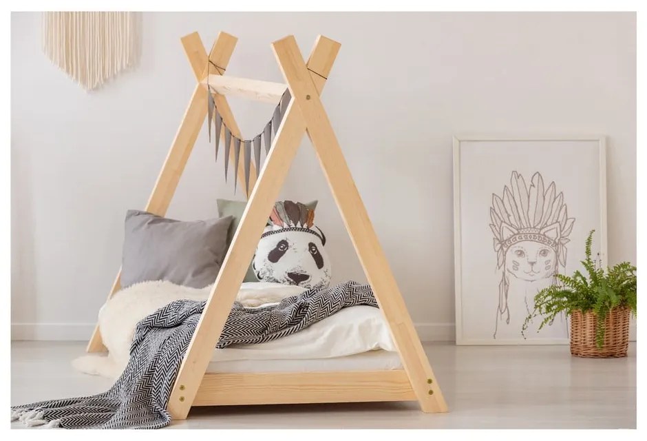 Domečková postel z borovicového dřeva Adeko Mila TP, 90 x 200 cm