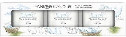 Yankee Candle Sada Votivní svíčky ve skle Clean Cotton, 3 x 37 g