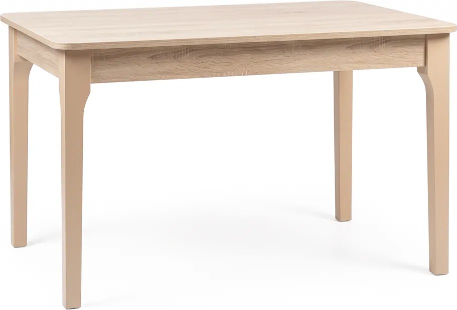 Rozkládací jídelní stůl CEPRANO | 120x85 cm | deska LTD s ABS + nohy masiv | oblé hrany | kvalitní zpracování | sonoma