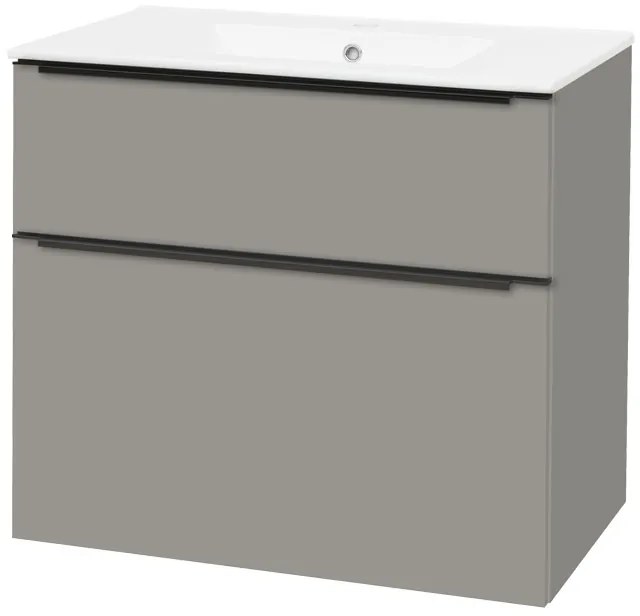 Mereo Mereo, Mailo, koupelnová skříňka s keramickým umyvadlem 81 cm, bílá, dub, antracit, CN571B