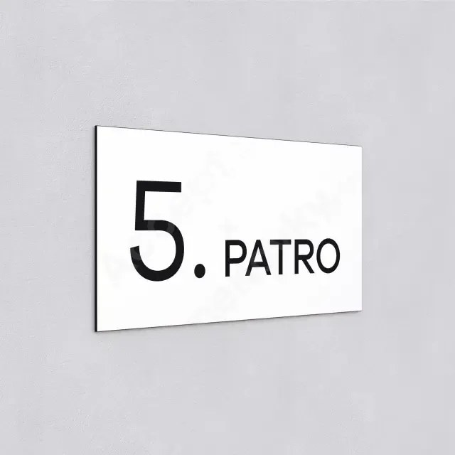 ACCEPT Označení podlaží "5. PATRO" - stříbrná tabulka - černý popis