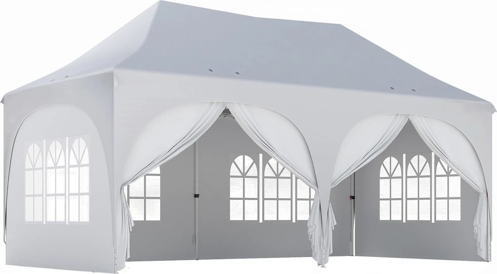 3 x 6 m pop-up pavilon s bočními stěnami, 6 pytlů s pískem, výškově nastavitelná střecha, stan pro zahradní párty s přepravní taškou