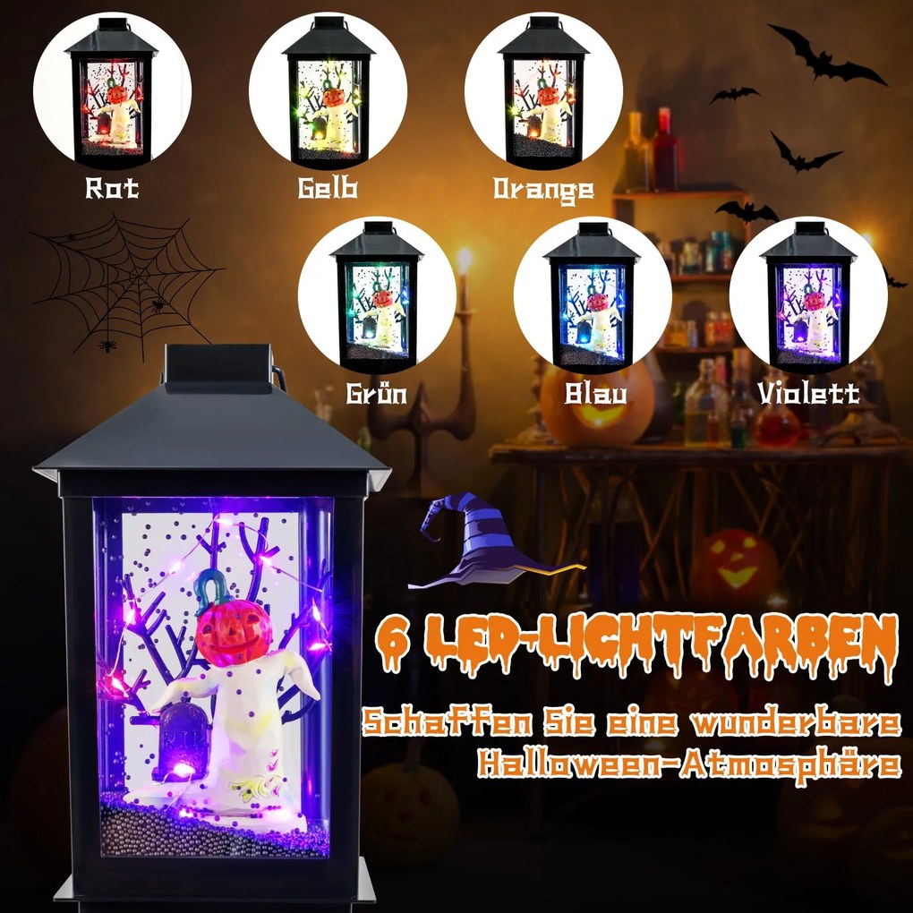 Costway 155 cm Halloween dekorativní pouliční lampa s 6 barevnými LED světly
