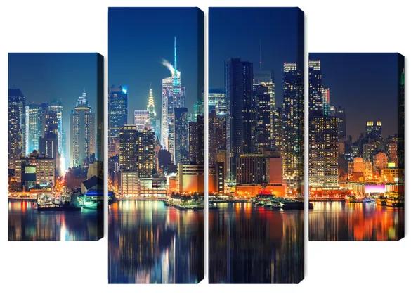 Vícedílný obraz Panoramatický Výhled Na Manhattan V Noci Nedostatek Nedostatek Plátno Canvas 120x90