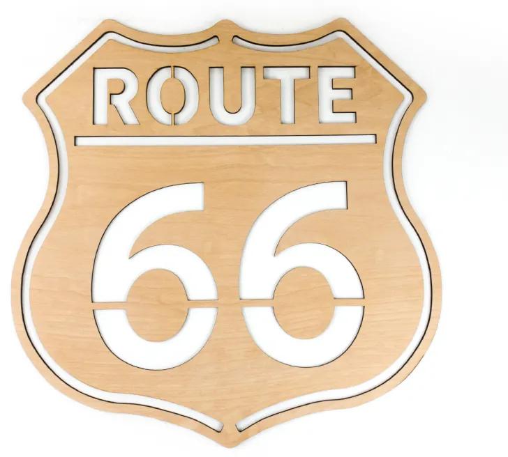 Dřevěná dekorace Route 66 (59 x 59 cm) - Kvalitní samolepky.cz