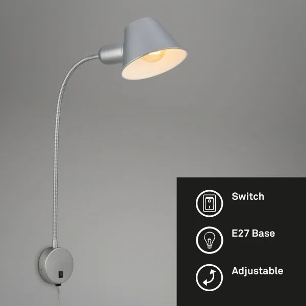 Briloner 2089-014 - Flexibilní nástěnná lampa BRELLO 1xE27/10W/230V matný chrom