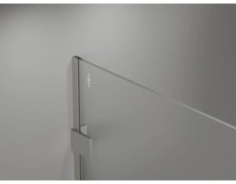 Mexen Lunar sprchová stěna pravá 110 x 200 cm, 8mm čiré sklo, broušená ocel, 830-110-000-97-00-P