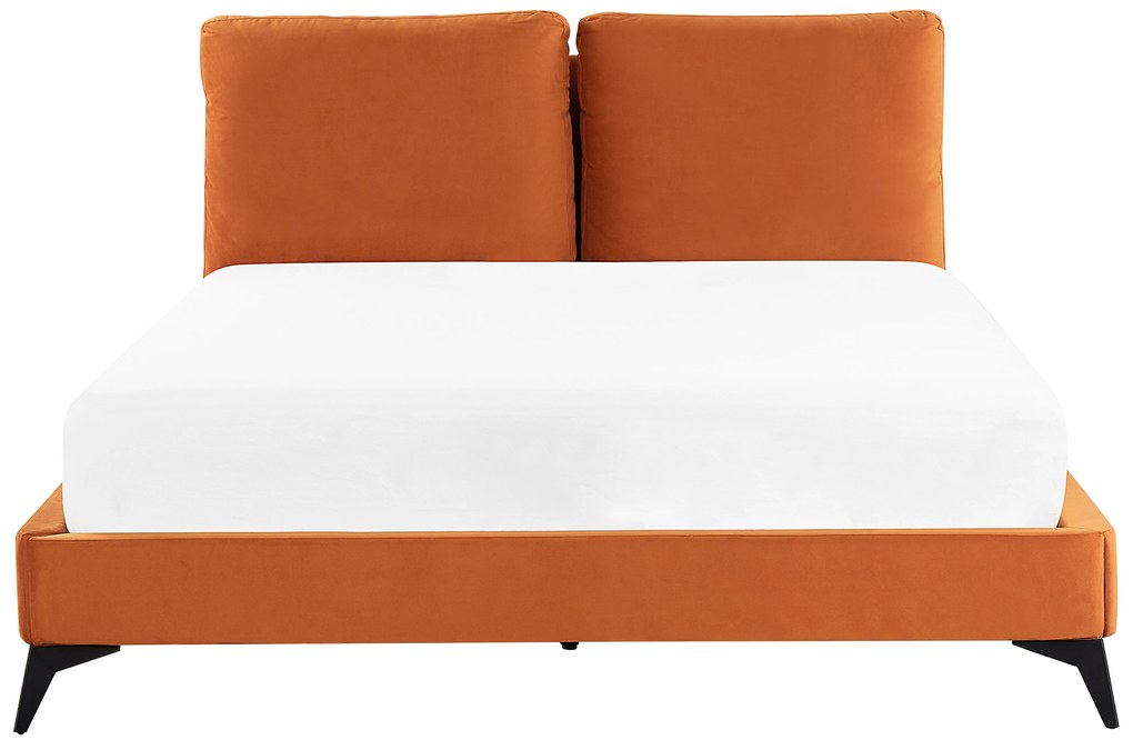 Sametová postel 160 x 200 cm oranžová MELLE Beliani