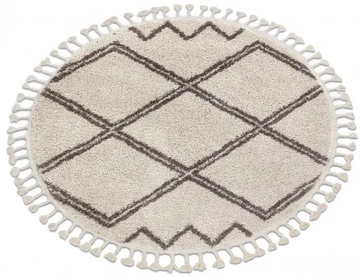 Dywany Łuszczów, Kusový koberec Berber Asila cream and brown kruh, 120x120 (průměr) kruh, hnědá, ložnice