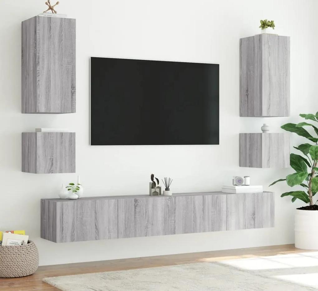 vidaXL Nástěnné TV skříňky s LED 2 ks 40,5 x 35 x 40 cm [837257] Barva: Bílá