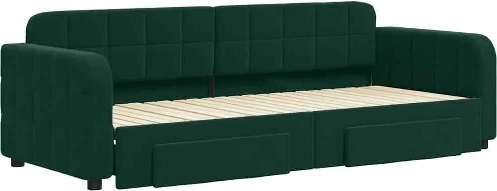 Válenda s přistýlkou a zásuvkami tmavě zelená 80 x 200 cm samet 3196972