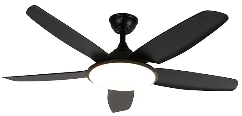 Stropní ventilátor černý 130 cm vč. LED stmívatelný s dálkovým ovládáním - Vifte