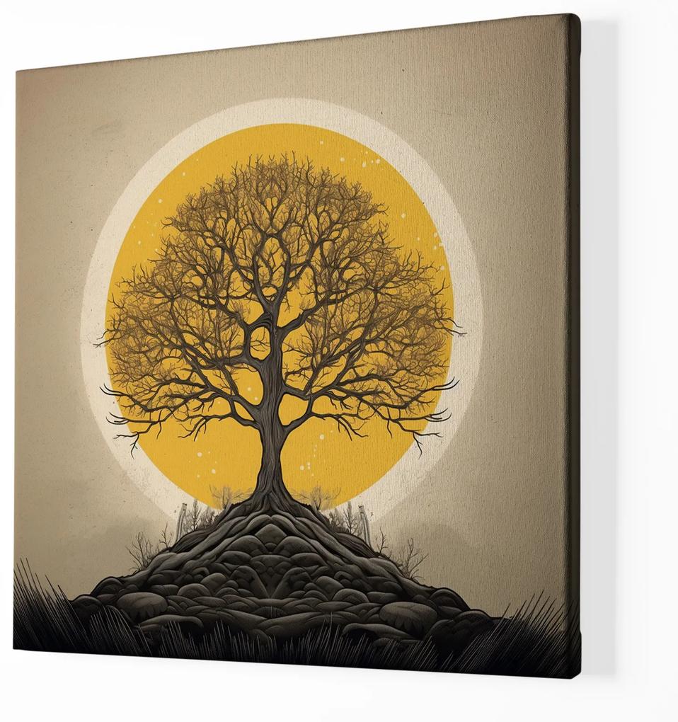 Obraz na plátně - Strom života vycházející slunce FeelHappy.cz Velikost obrazu: 80 x 80 cm