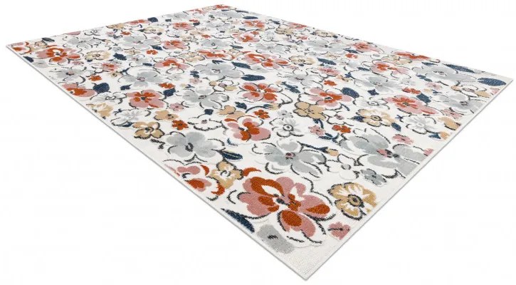 Dywany Łuszczów, Kusový koberec Botanic 65239 flowers ecru – na ven i na doma, 78x150, vícebarevná, chodba / předsíň