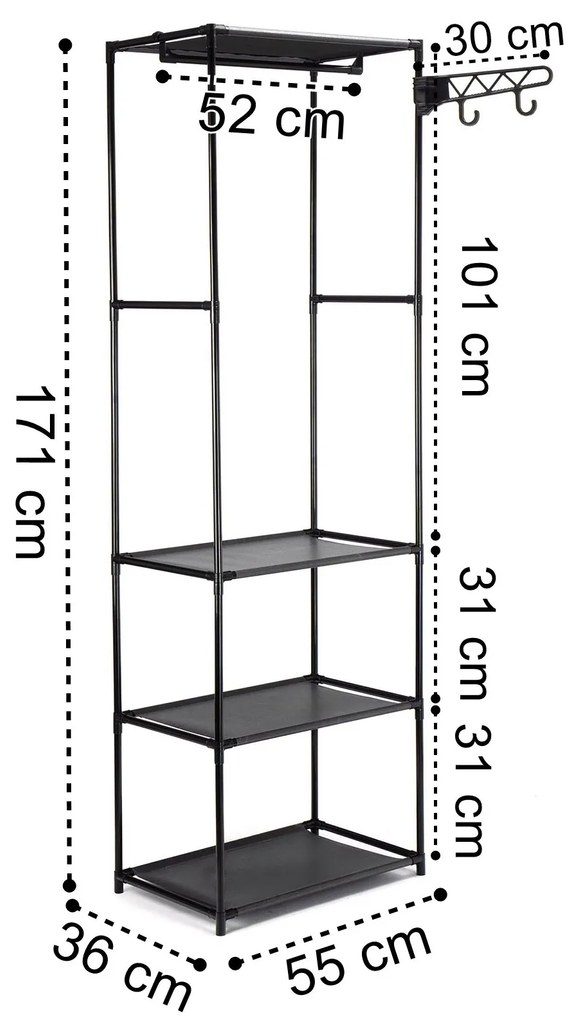 Otevřená šatní skříň MILENA černá