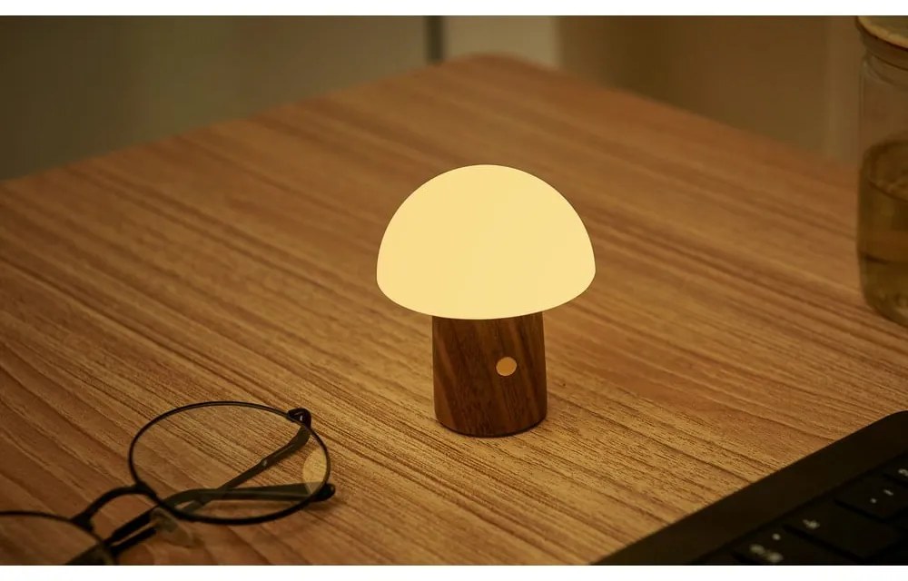 Bílá/v tmavě přírodní barvě LED stolní lampa (výška 7 cm) Alice Mushroom – Gingko