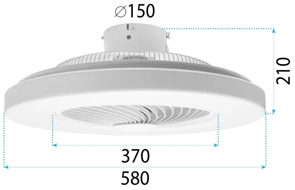 Toolight Stropní osvětlení s ventilátorem Bílé APP1551-C