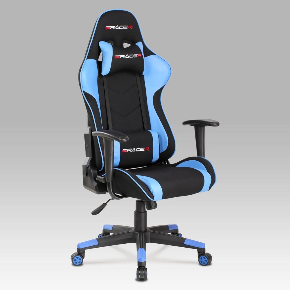 Artium Kancelářská židle, modrá ekokůže + černá látka, houpací mech., plastový kříž - KA-V608 BLUE