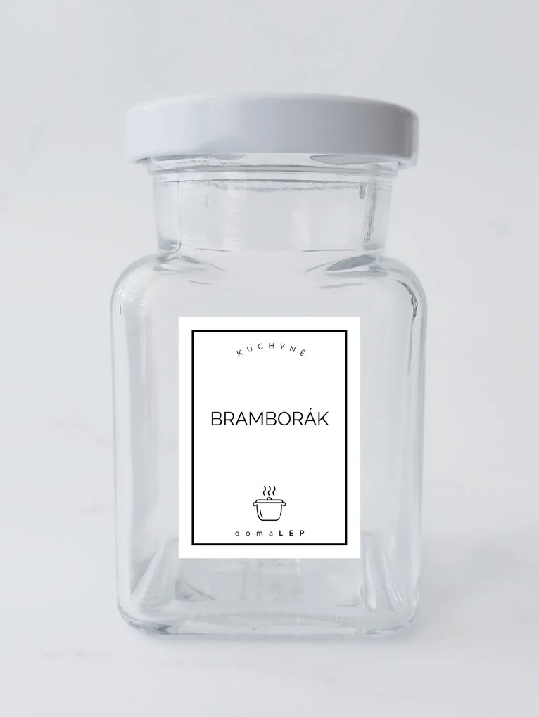 Samolepka na kořenky BRAMBORÁK bílá 3 × 4 cm základní písmo