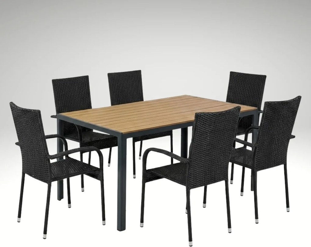 Vikio Zahradní ratanový set 150x90 pro 6 osob DT276-P přírodní