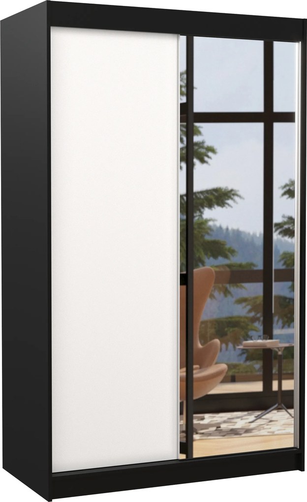ADRK Furniture Skříň posuvná se zrcadlem REWENA 120 SW-REW- B+W-120+A054