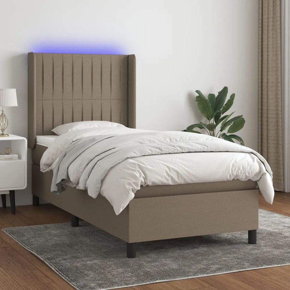 Box spring postel s matrací a LED taupe 90x200 cm textil 3138449