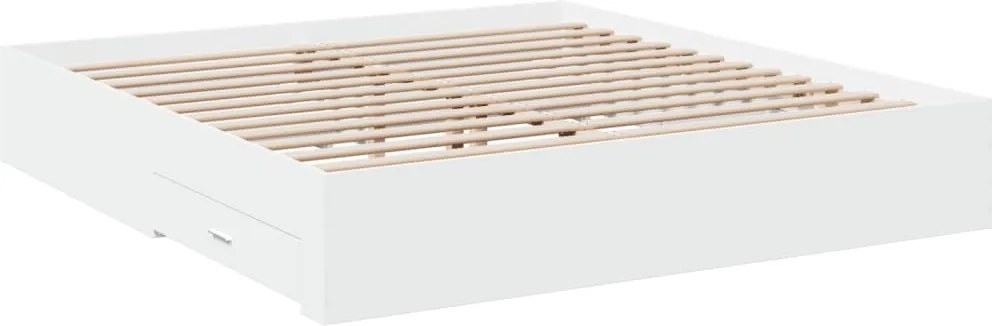 Rám postele se zásuvkami bílý 200 x 200 cm kompozitní dřevo 3280356