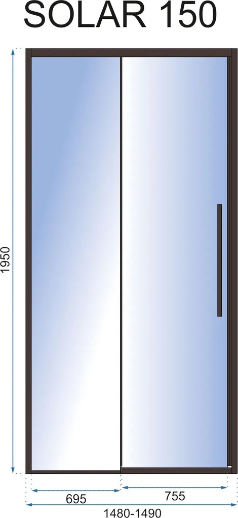 Rea Solar, sprchové dveře s posuvnými dveřmi 150x195 cm, 6mm čiré sklo, černý profil, REA-K6360