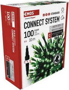 Propojovací vánoční řetěz bez zdroje EMOS Connecting D1AG01 ZY1927 100LED 10m zelená